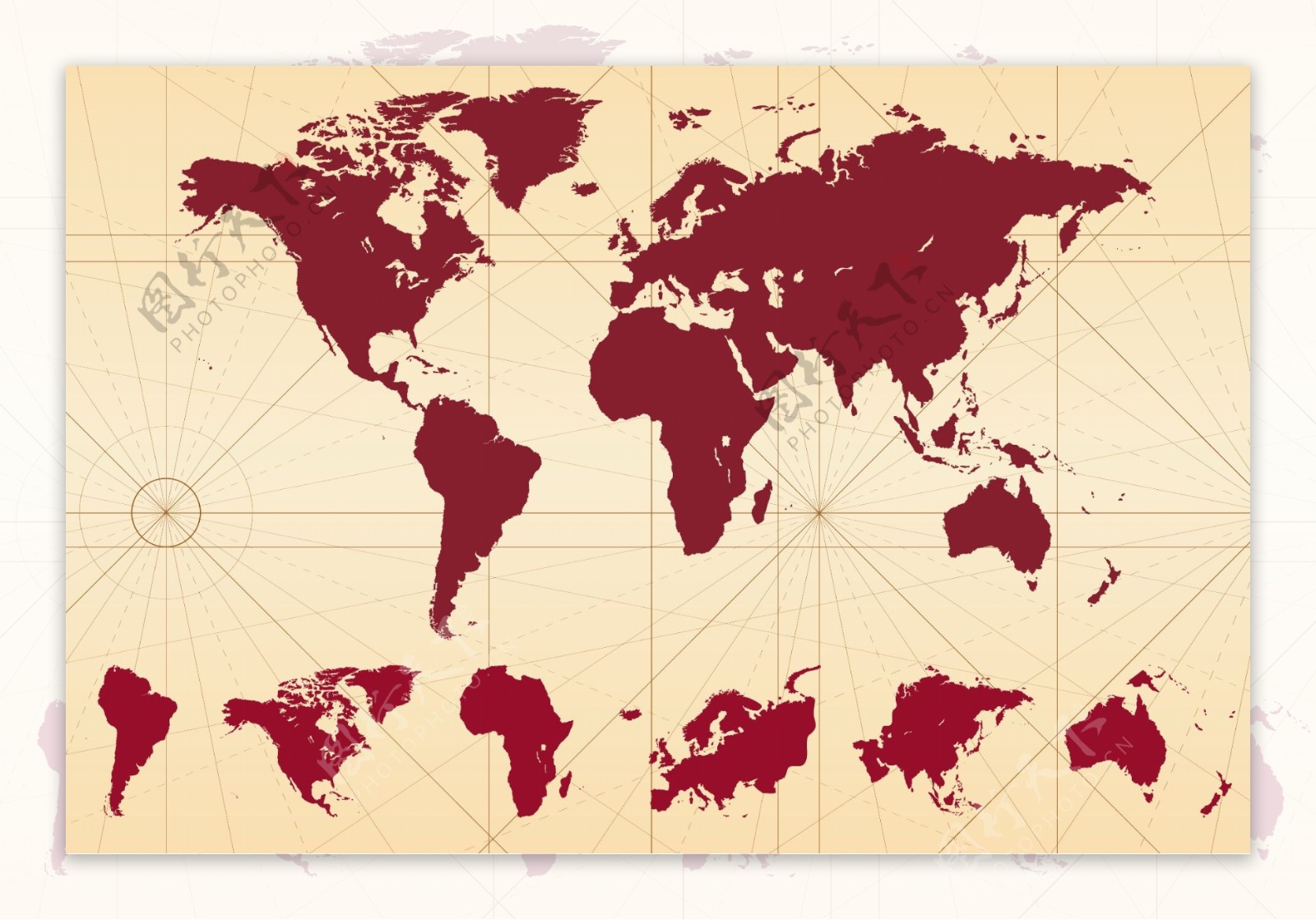 矢量复古世界地图图片素材-编号02169314-图行天下