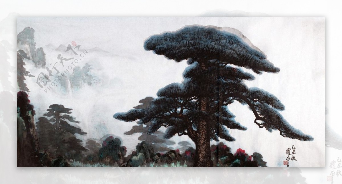 国画松树图片素材-编号11877614-图行天下