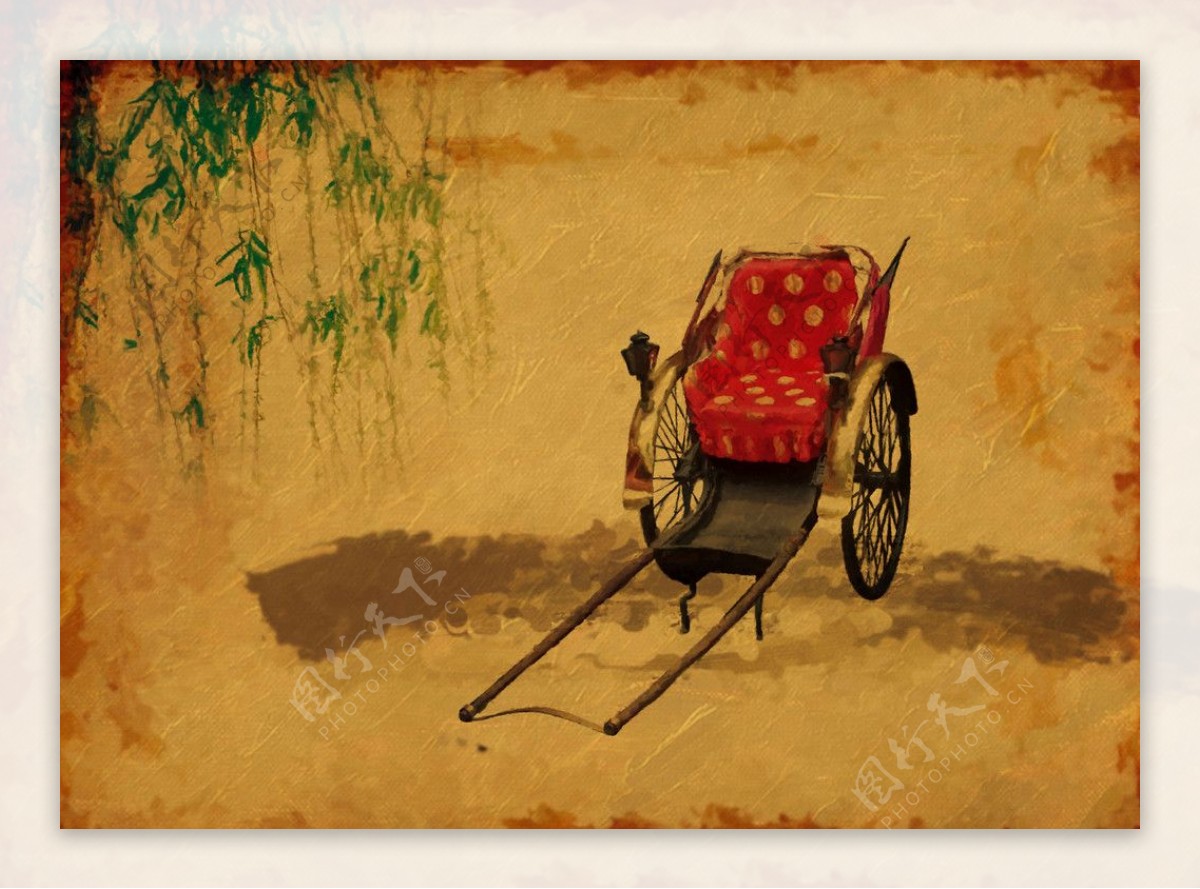 手拉车油画图片素材-编号12344594-图行天下