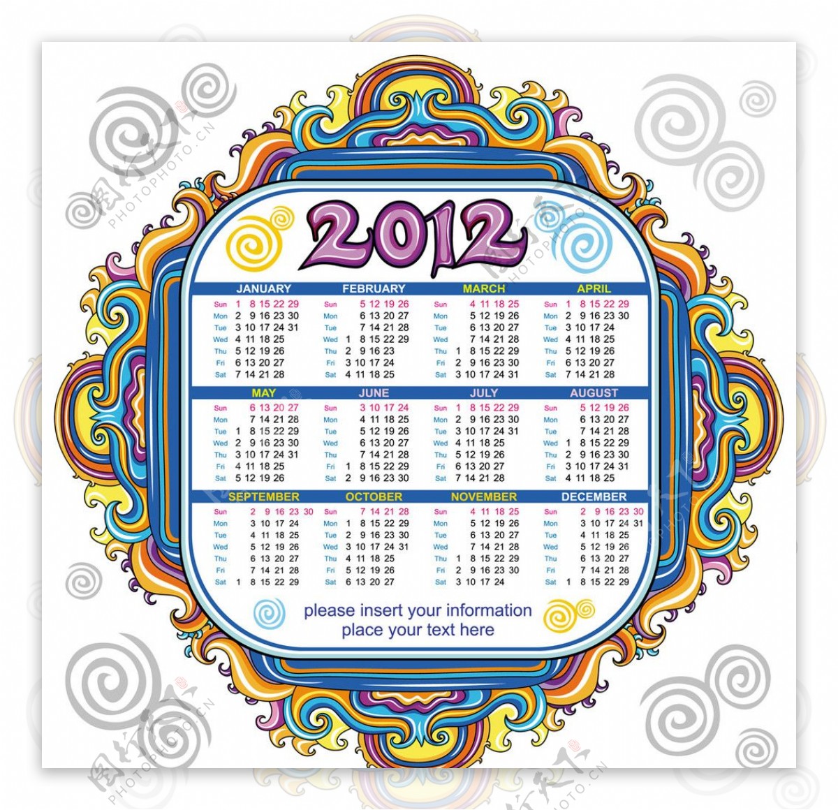 2102年年历模板图片素材-编号19620634-图行天下
