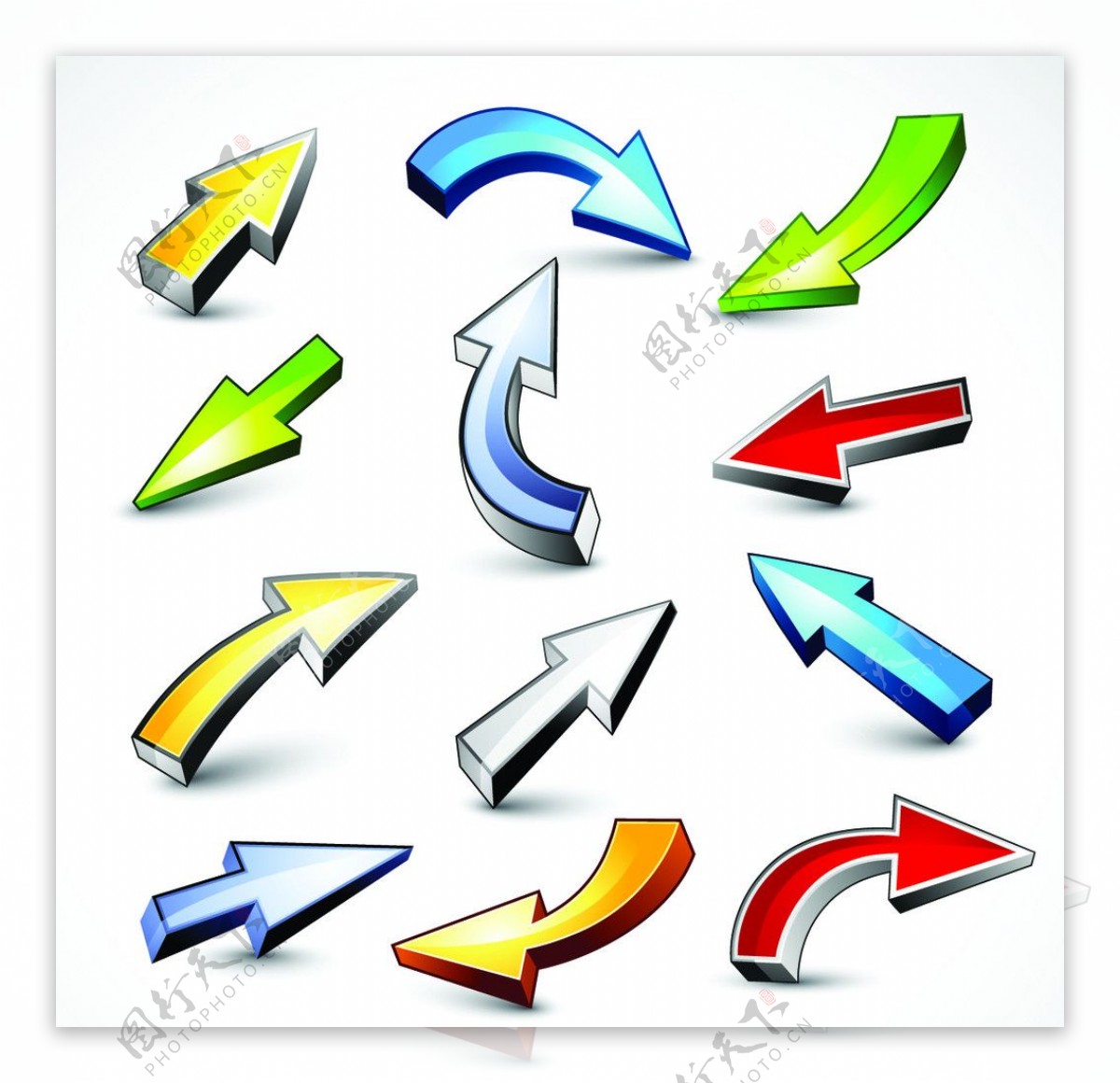 漂亮立体箭头图标图片素材-编号19667944-图行天下