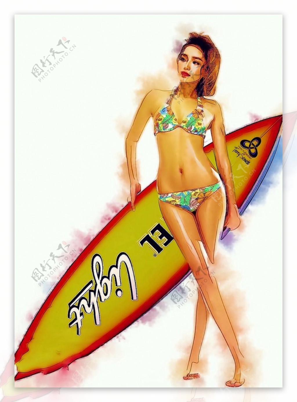 手拿滑板动漫女人图片素材-编号23432044-图行天下