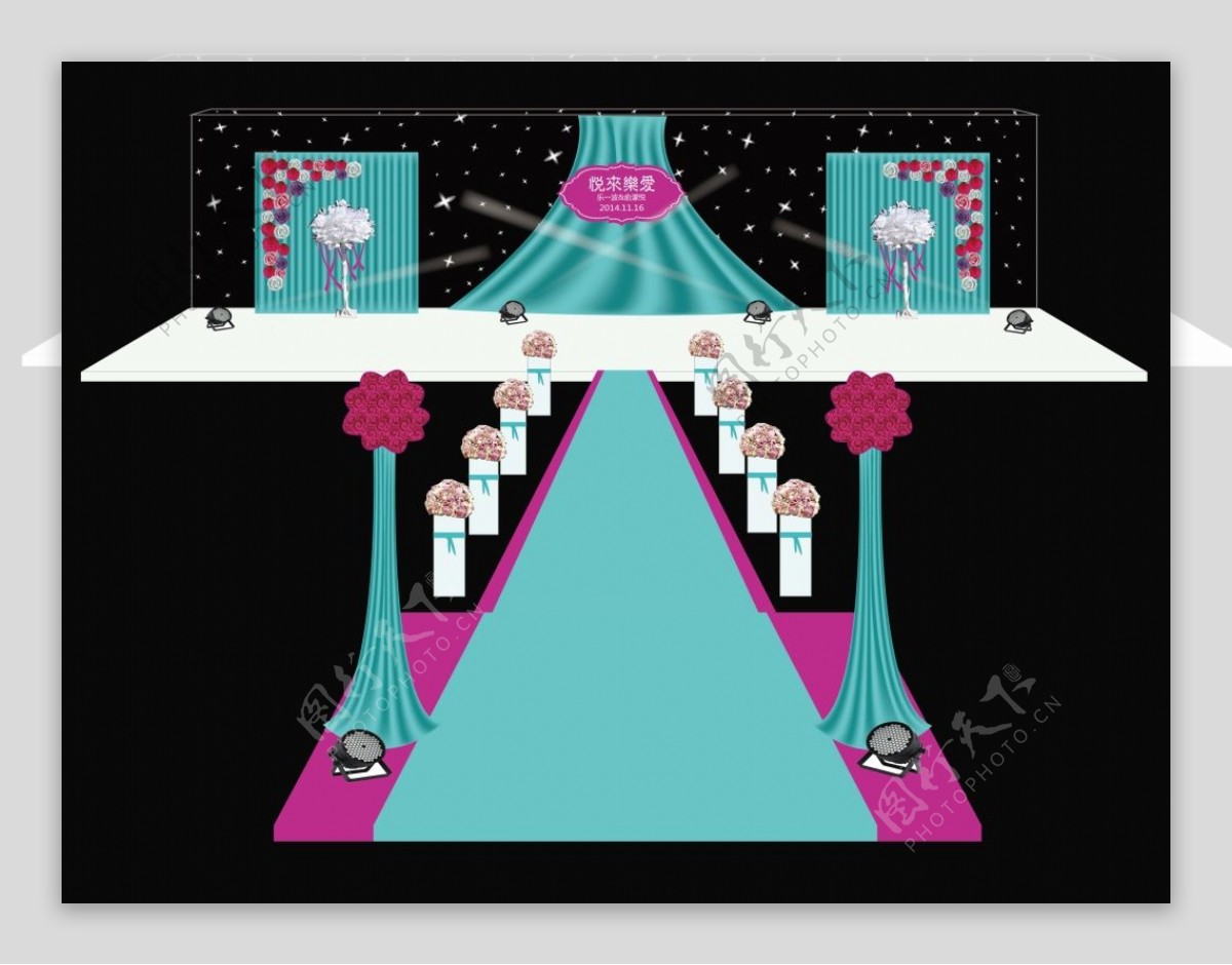 tiffing蓝玫红主题婚礼背景图片素材-编号25669214-图行天下