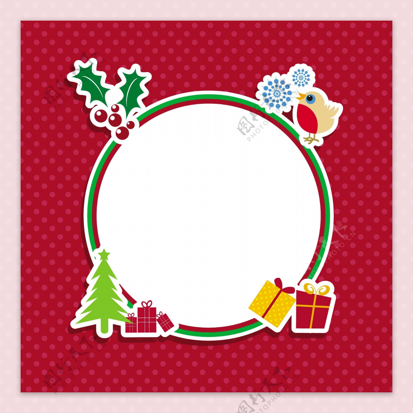 圆形圣诞元素框架图片素材-编号27391514-图行天下