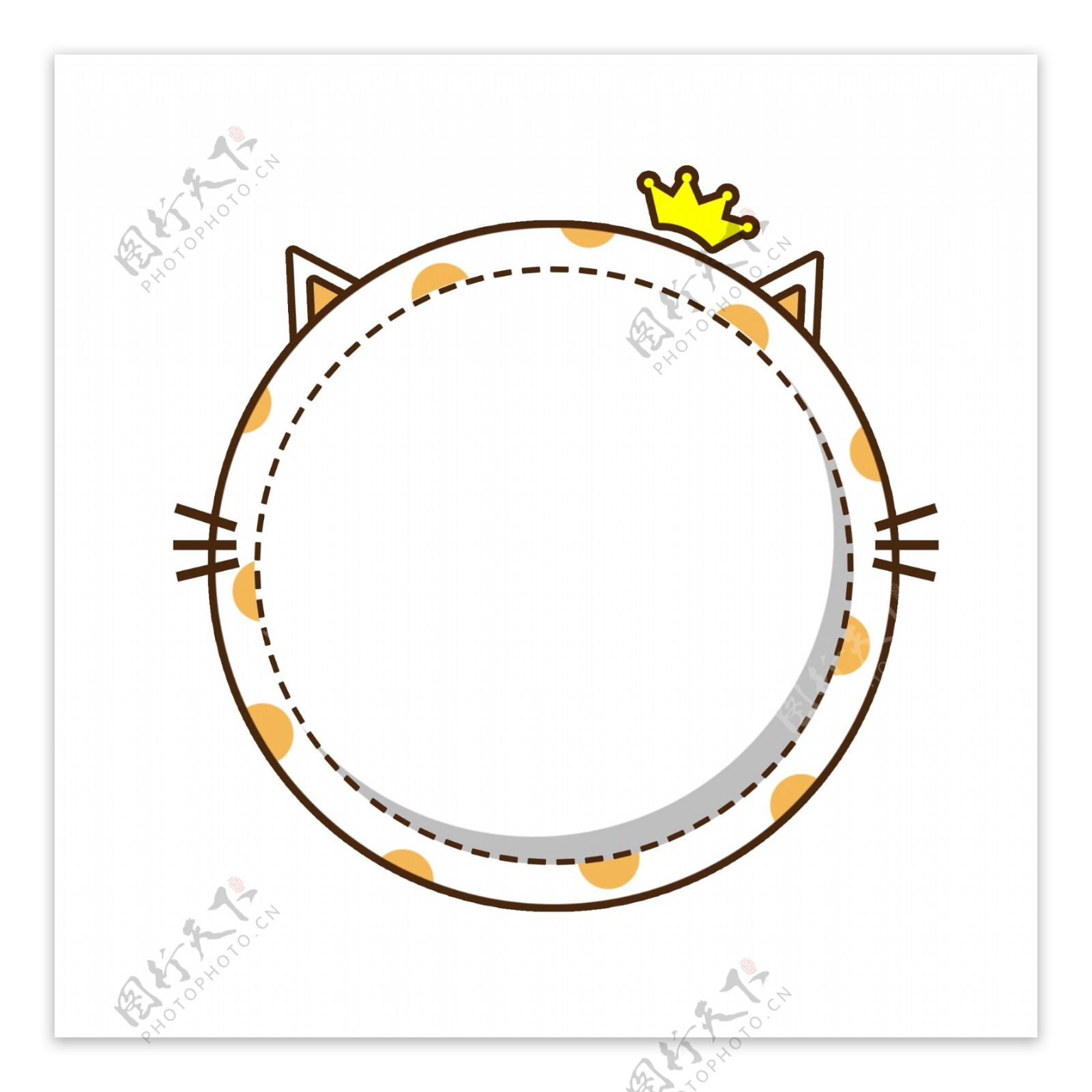 卡通圆形皇冠猫咪对话框边框元素图片素材-编号31256444-图行天下