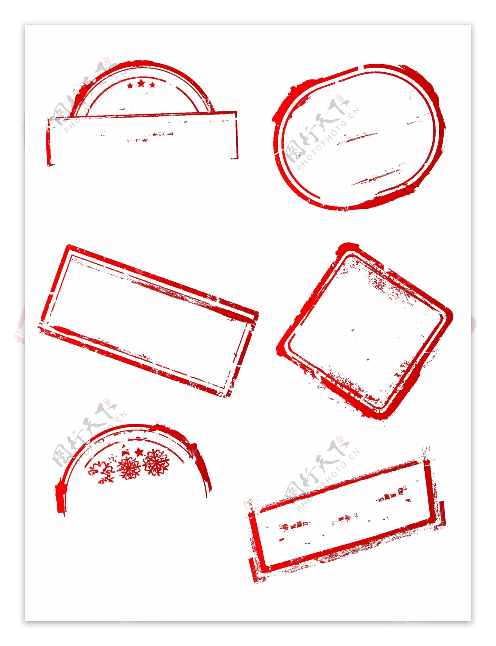 六款创意红色印章边框AI矢量素材图案图片素材-编号31365714-图行天下