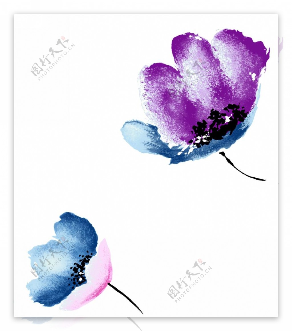 水墨花草图片素材-编号39834784-图行天下